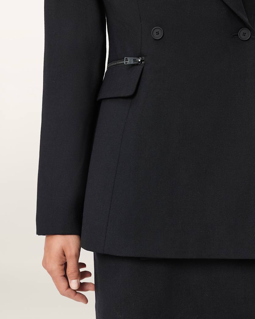 Mimmie Double Breasted Blazer Black | ALLSAINTS